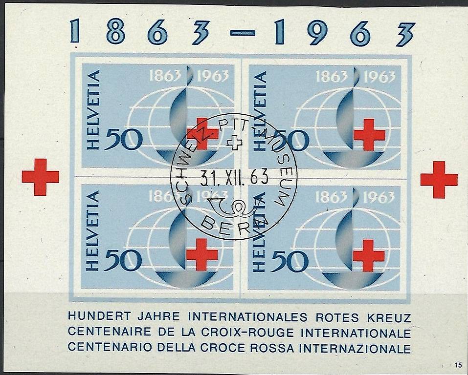 1963 BLOC OBLITERE « 100 ANS DE LA CROIX-ROUGE im Kanton Waadt - anibis.ch
