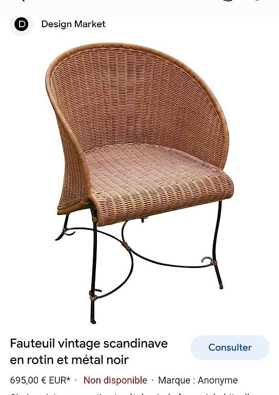 Vintage fauteuil Scandinave en rotin Canton Fribourg - anibis.ch