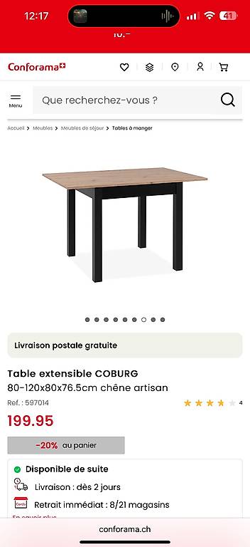 Table à manger et chaises à vendre Canton Vaud - anibis.ch