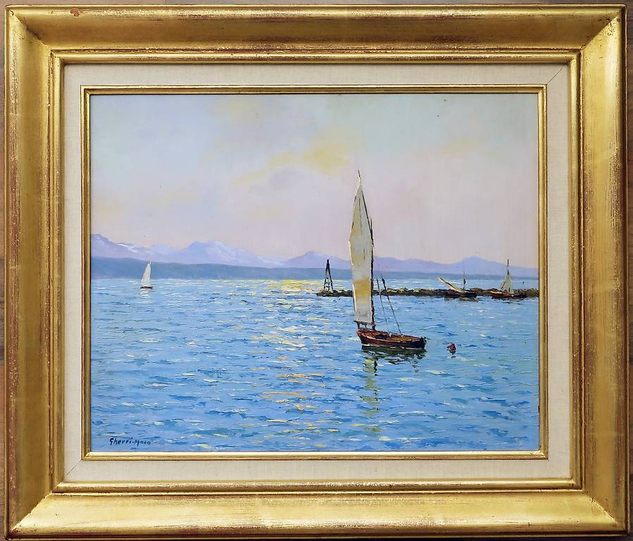 Deux tableaux du Léman de Bruno Gherri-Moro (1899-1967) im Kanton Waadt ...