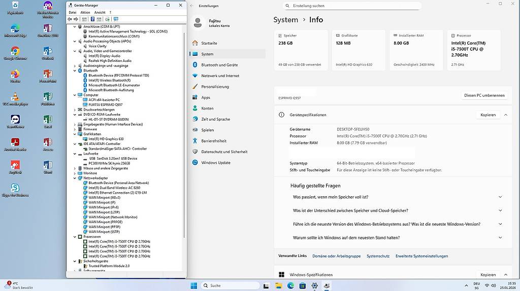 FUJITSU ESPRIMO Q957 i5-7500T-SSD. Win.11 & Office 2019 Canton Argovie ...