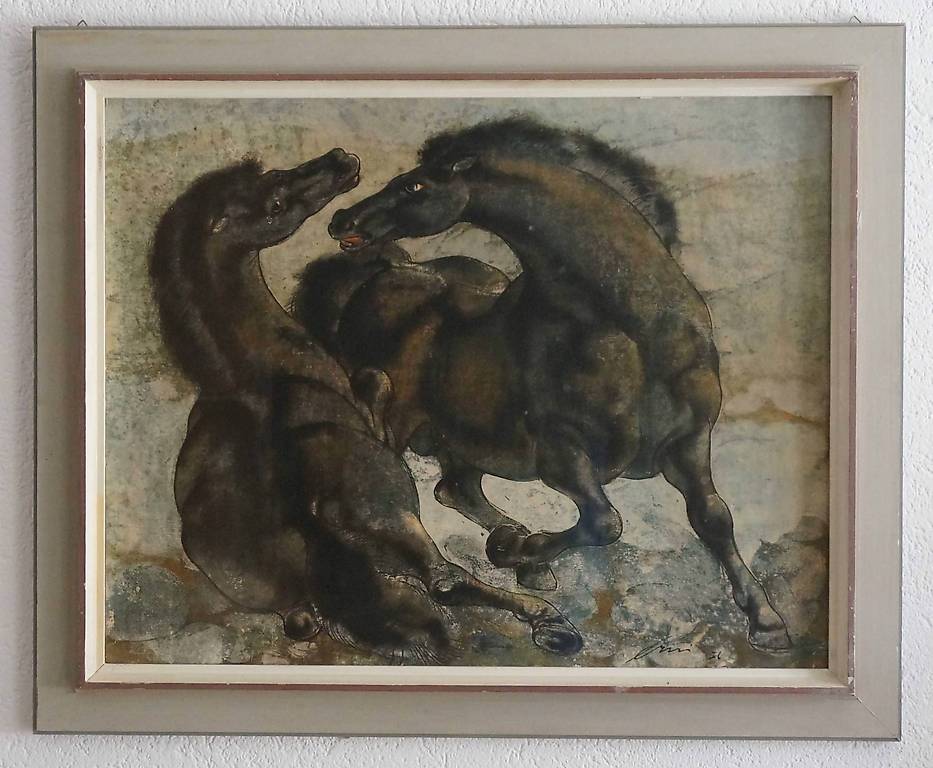 Bild von Hans Erni 1956 - 2 Pferde im Kanton Aargau - anibis.ch