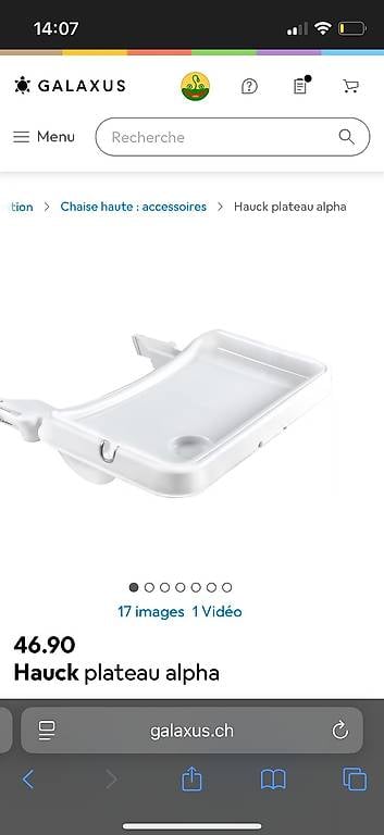 Tablette plastique pour chaise haute Hauck alpha Canton Vaud - anibis.ch