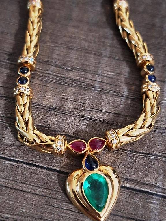 COLLIER OR 18 CT avec diamants et émeraude - neuf Canton Vaud - anibis.ch