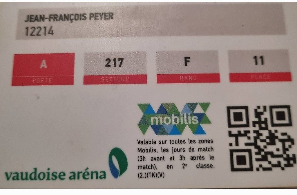 Billet tribune LHC-ZOUG DU 02.01 Canton Vaud - anibis.ch