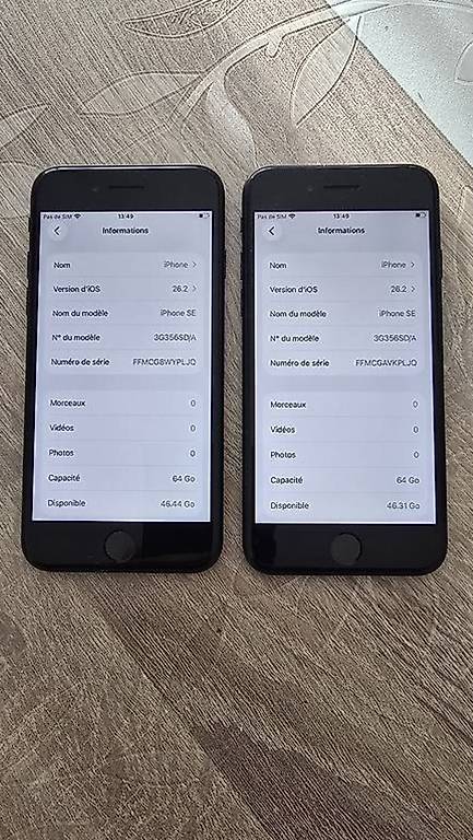 iPhone SE(2e gén.)-dernière version iOS installée : iOS 26.2 Canton ...