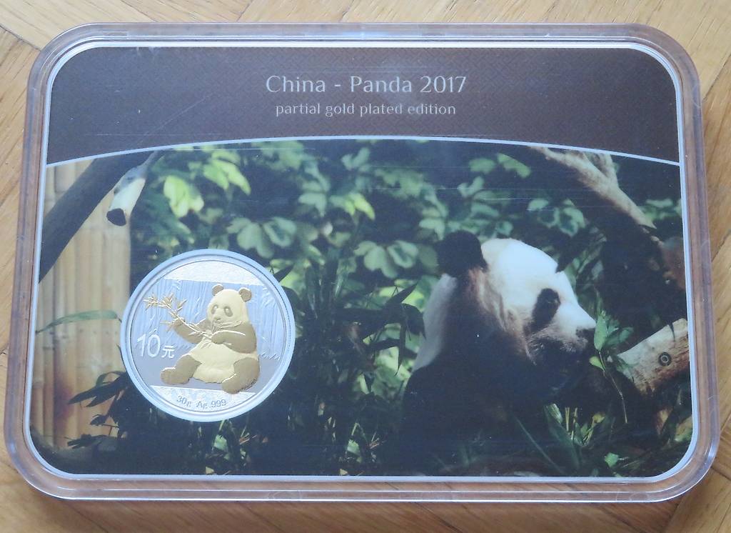 China.10 Yuan 2017 Panda - Partial Gold Plated Edition Canton Zurich ...