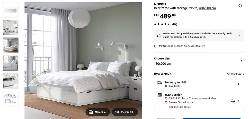 Lit IKEA Nordli 180x200 avec 6 tiroirs à vendre - comme neuf Canton ...