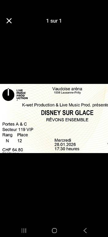 Disney sur glace Vaudoise Arena 28.01.2025 3xbillets im Kanton Waadt ...
