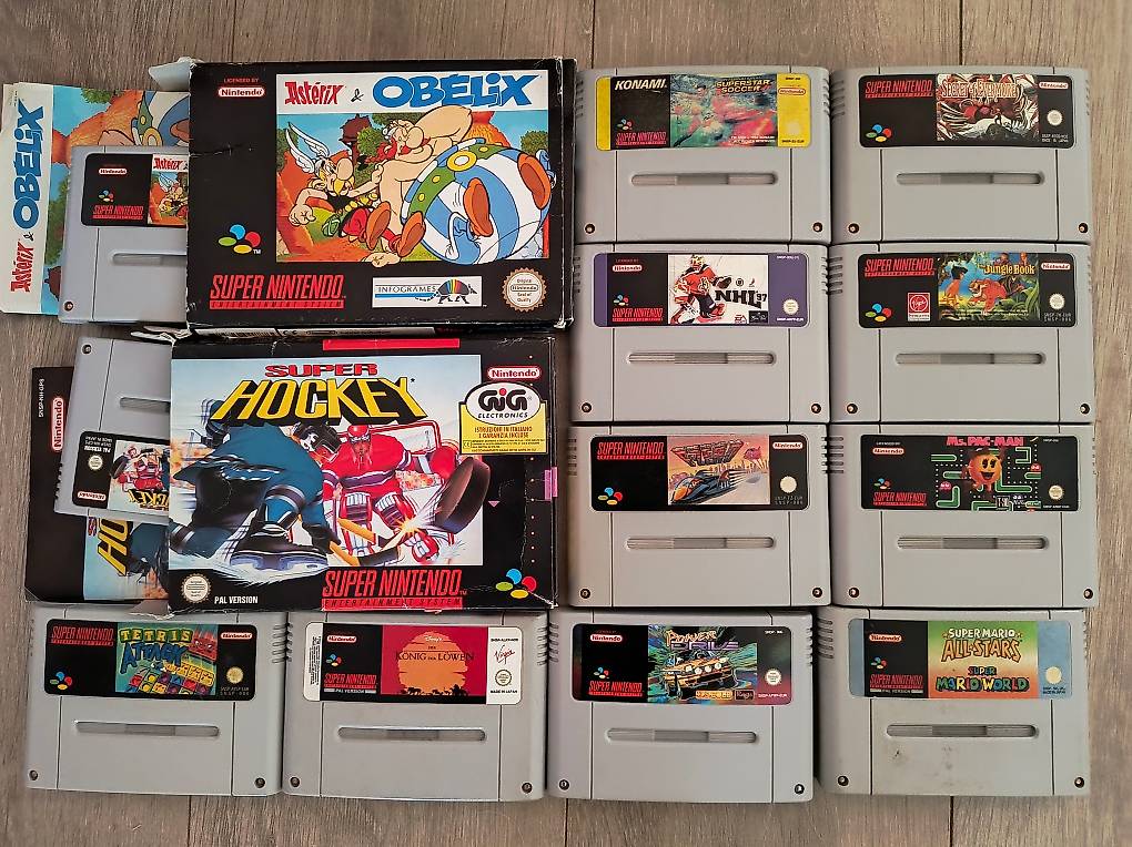 Super Nintendo vintage retro Mario Asterix hockey Tetris Canton Genève ...
