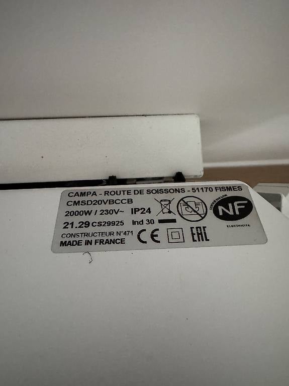 Radiateur Electrique Façade en Verre Blanc 2000W 110X69cm Canton Genève ...