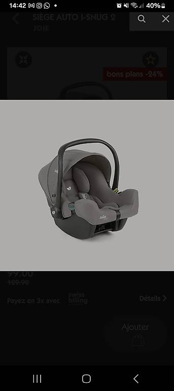 Siège auto coque pour bébé jusqu'à 13kg / Joie i-Size R129 Canton Vaud ...