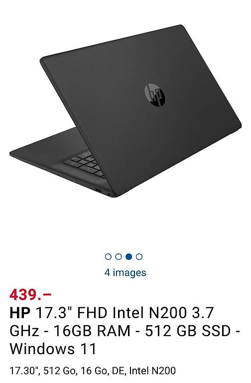 Ordi portable jamais utilisé : HP 17,3' FHD Intel N200 3.7 im Kanton ...