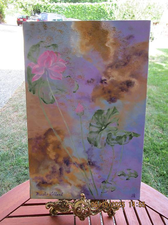 tableau de Masako Villard ( lotus ciel et eau) Canton Vaud - anibis.ch