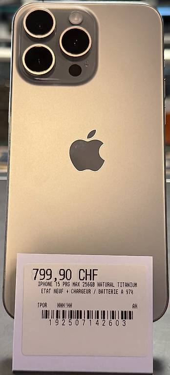 iPhone 15 Pro Max 256GB Natural T / batt. à 86% / réf: 11761 Canton ...