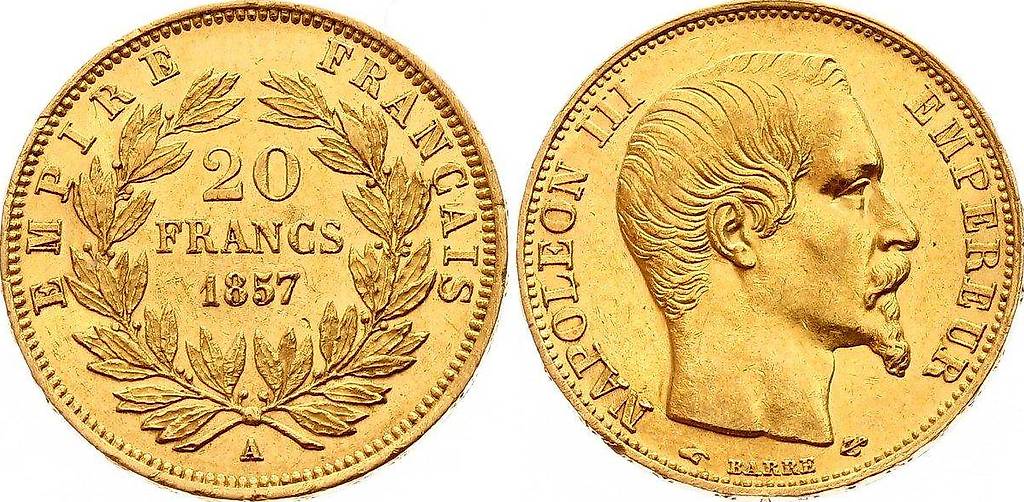 Goldmünze Napoleon 20 Francs 1857 Canton Lucerne - anibis.ch