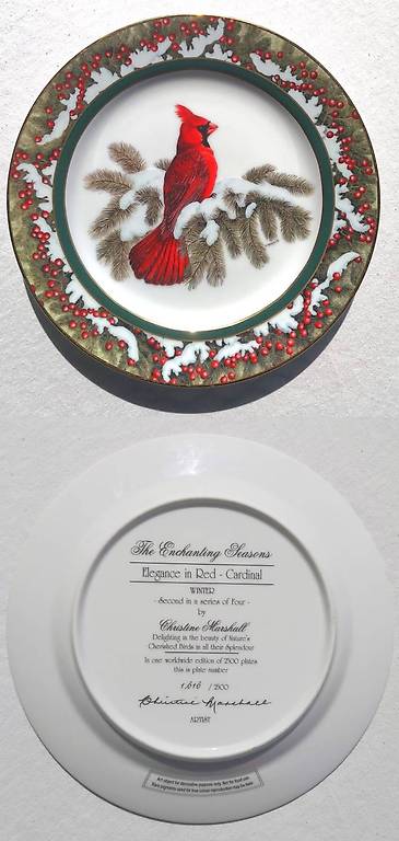 Zierteller "Elegance in Red - Cardinal", Christine Marshall Canton ...