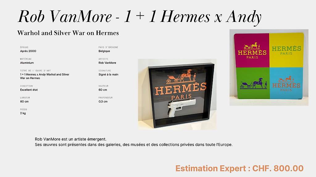 Tableaux Hermès Rob VanMore - 1 + 1 Hermes x Andy Canton Vaud - anibis.ch