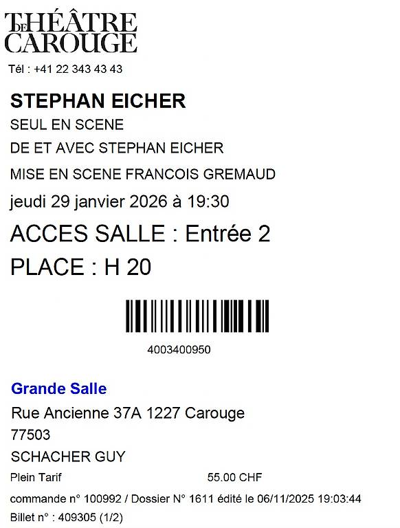 2 billets / Stephan Eicher Seul en Scène im Kanton Waadt - anibis.ch